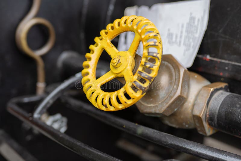 Yellow Valve on the Copper Pipe Stock Photo - Image of pipe, pressure ...