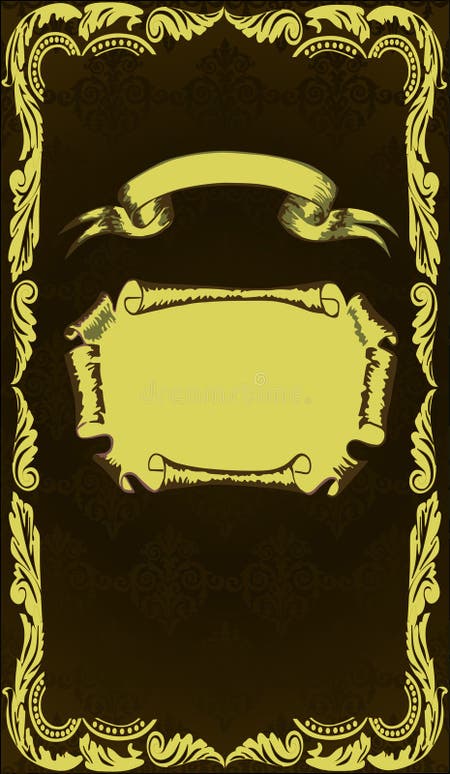 Yellow old scroll in frame stock vector. Illustration of design - 14052582