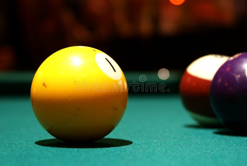Yellow One, Pool Billard Ball Stock Photo - Image of green, depth: 11403114