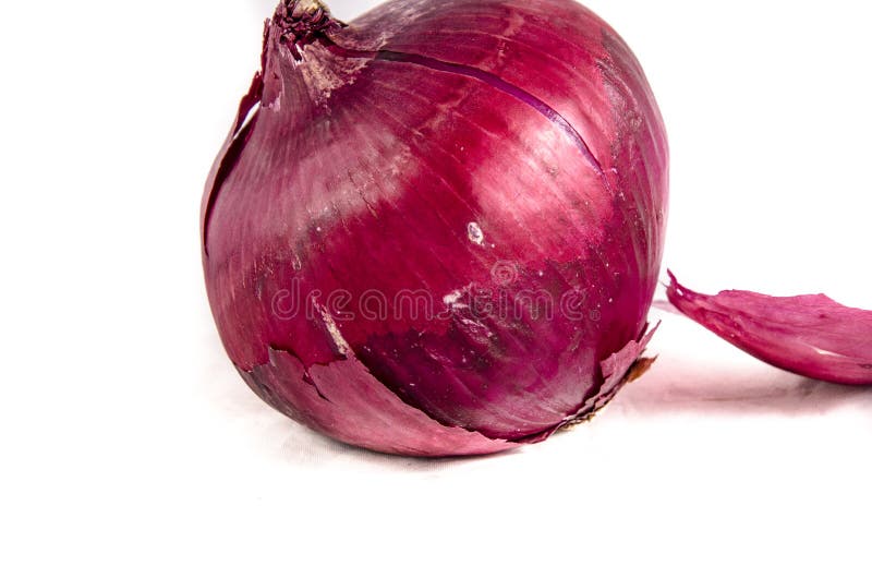One Red Onion Looking Left after Rolling Over Stock Image - Image of ...