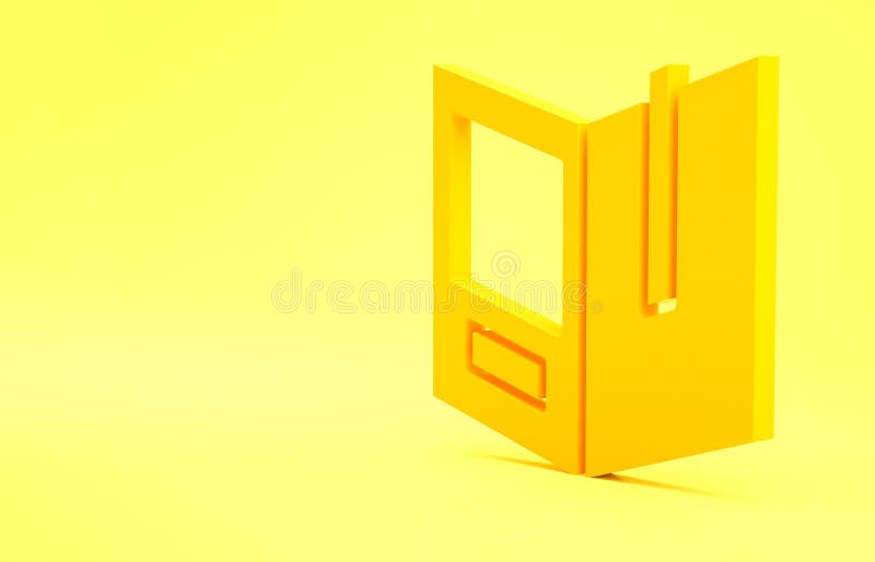 Yellow Open Book Icon Isolated on Yellow Background. Minimalism Concept ...