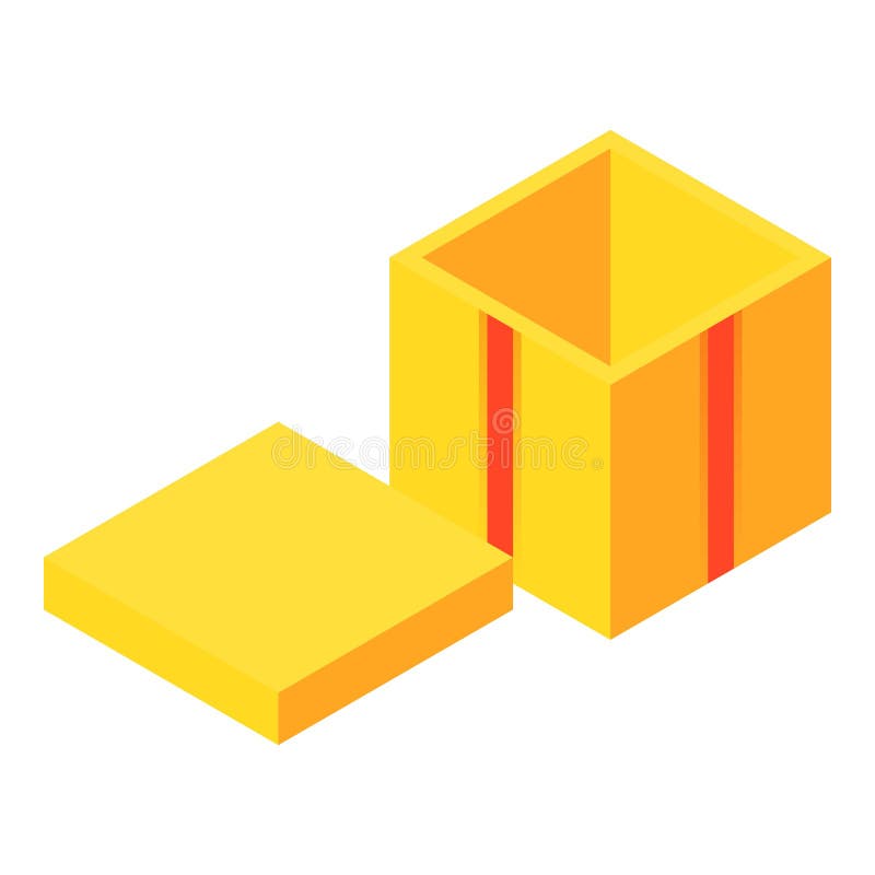 Yellow Open Gift Box Icon, Isometric Style Stock Vector - Illustration ...