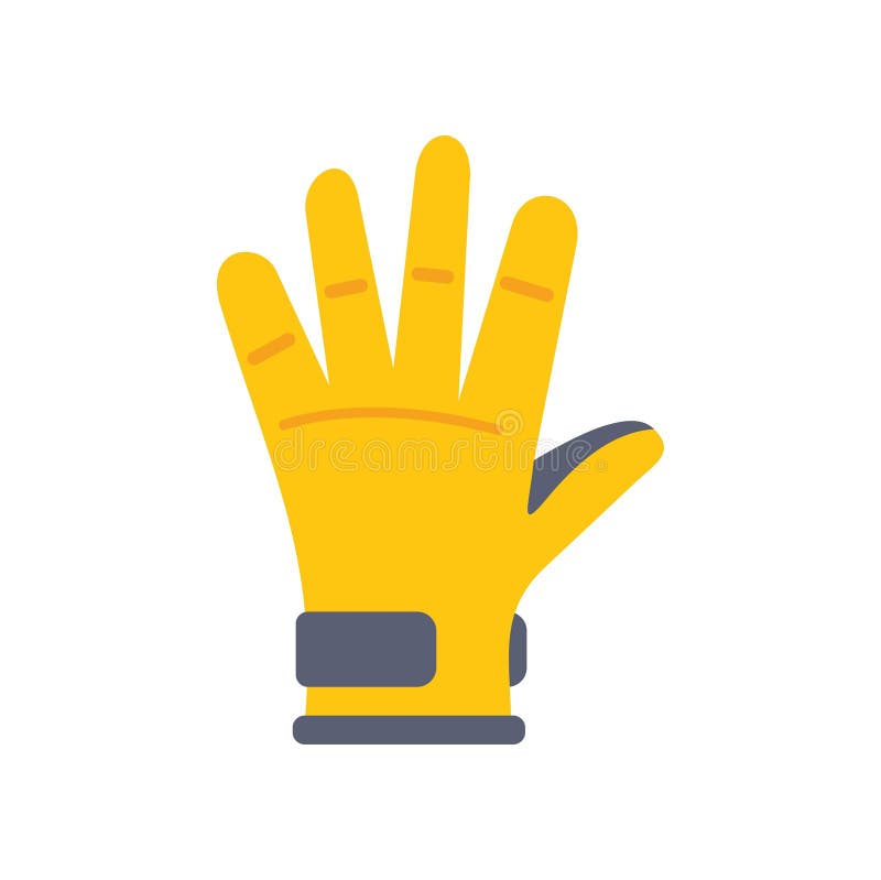 Yellow Open Hand Wearing Work Glove Showing Five Fingers Stock ...