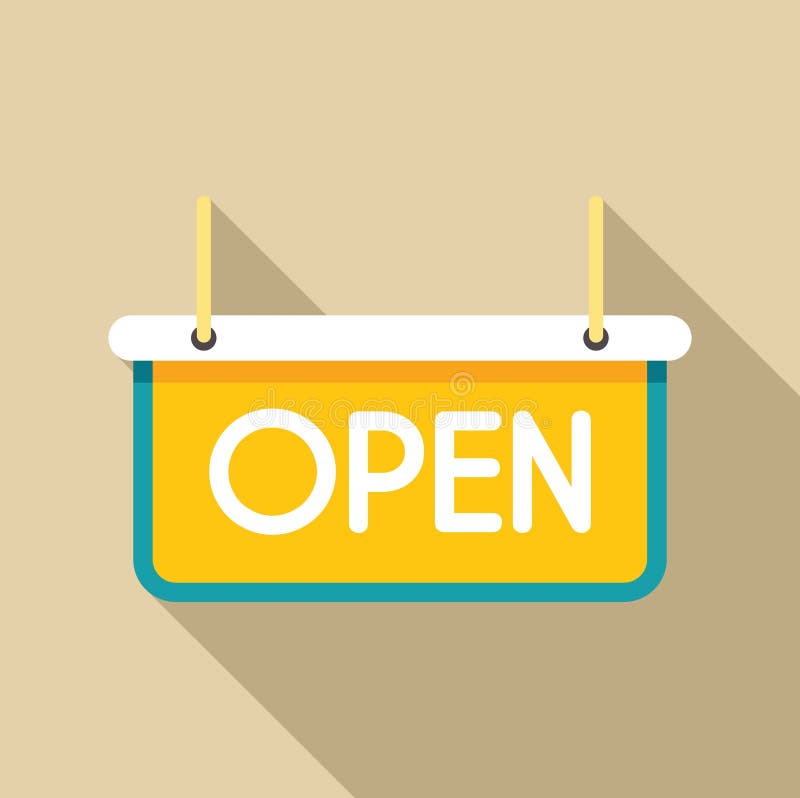 Yellow Open Sign Hanging Showing Shop is Open Stock Illustration ...