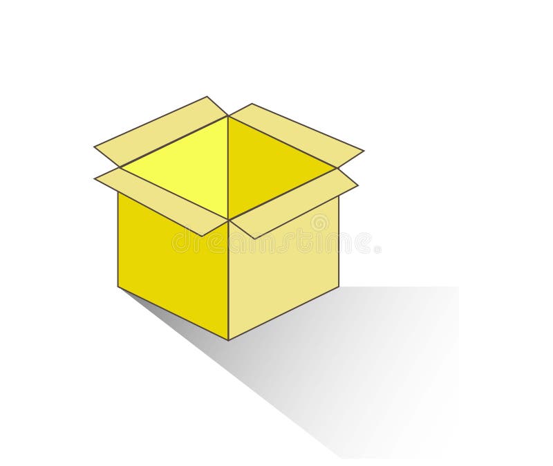 Yellow Opened Box Icon with Grey Shadow on White Stock Vector ...