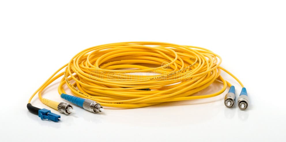 Yellow optic cable stock image. Image of center, connectors - 13059887