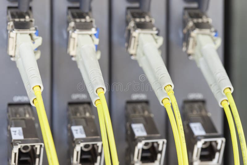 Yellow Optic Fiber Connected To Switch Stock Image - Image of connect ...