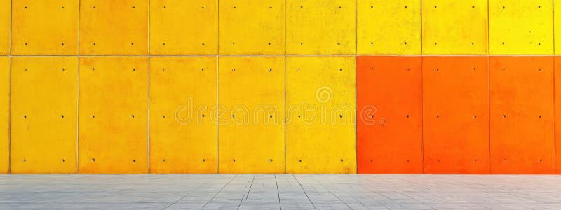 Yellow and Orange Color Wall, Modern Design and Geometry Concept Theme ...
