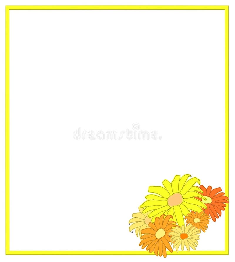 Yellow and Orange Daisy Frame Border Stock Illustration - Illustration ...