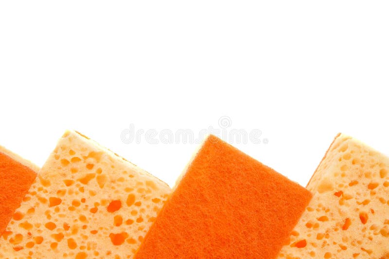Yellow and Orange Kitchen Sponge Isolated on White Background. Stock ...