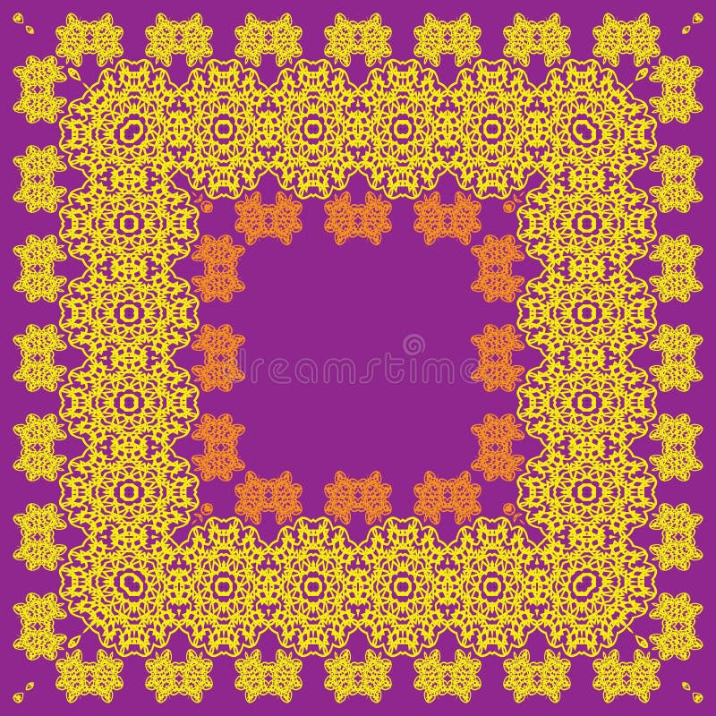 Yellow and Orange Lace Pattern Stock Illustration - Illustration of ...