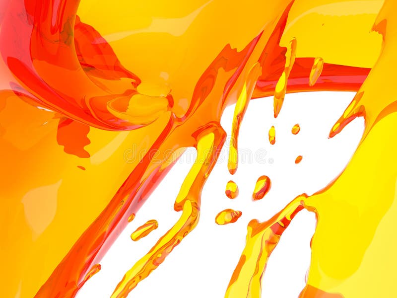 Yellow Orange Liquid Splash Isolated on White Background Stock ...