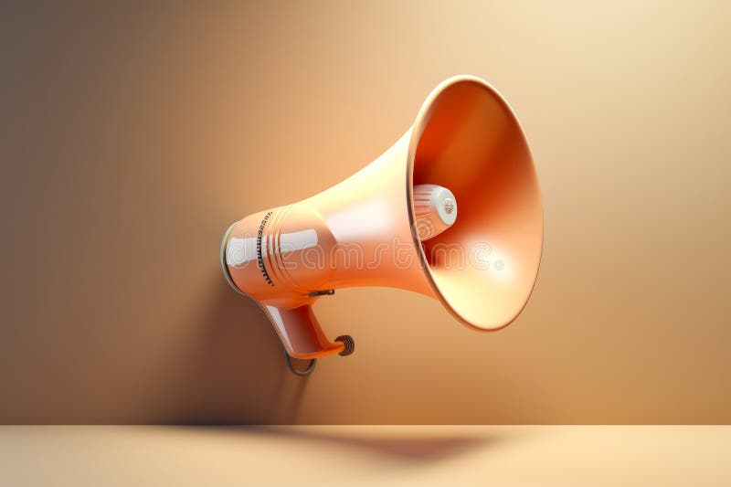 Yellow and Orange Megaphone on Wall with Brown Background. Generative ...