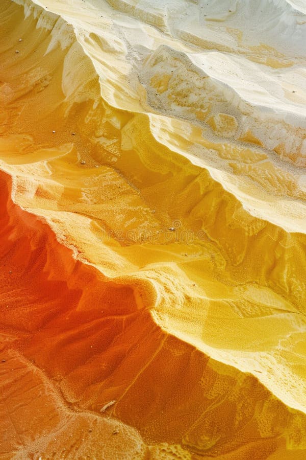 A Yellow and Orange Mountain Range with a White Base Stock Image ...