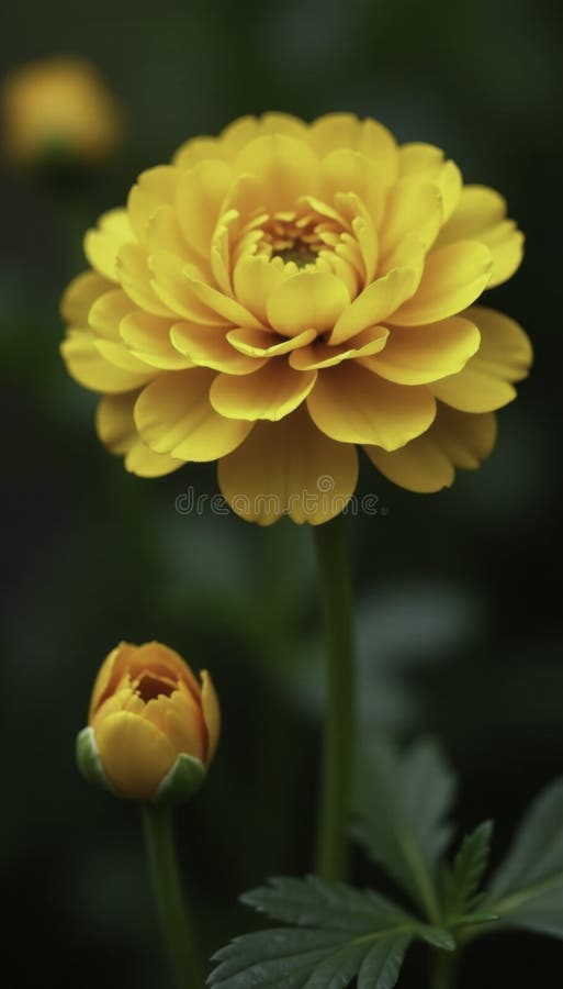 Yellow Orange Ranunculus with Delicate Details, Botanical, Realistic ...