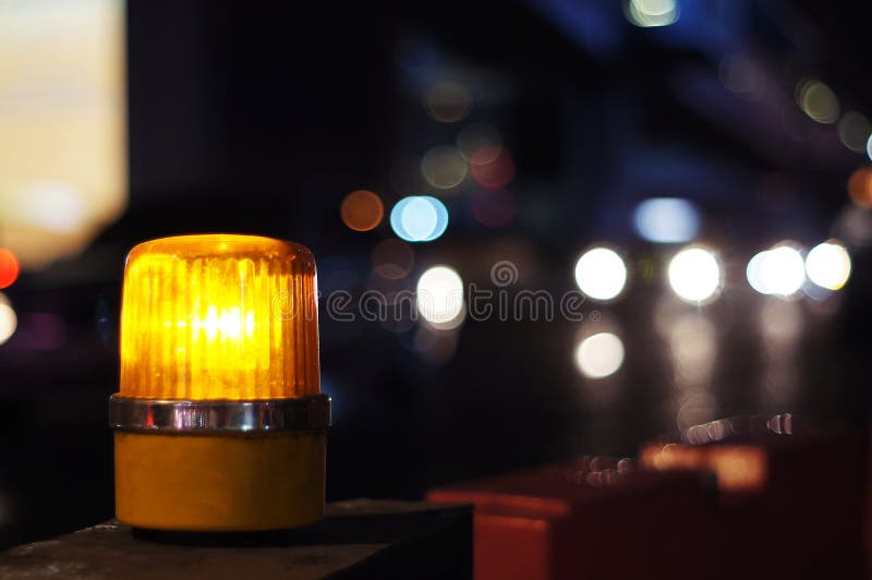 Orange Siren Light in Construction Side on Safety Sign Stock Image ...