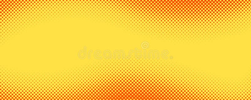 Yellow Orange Square Halftone Pattern. Retro Comic Gradient Background ...