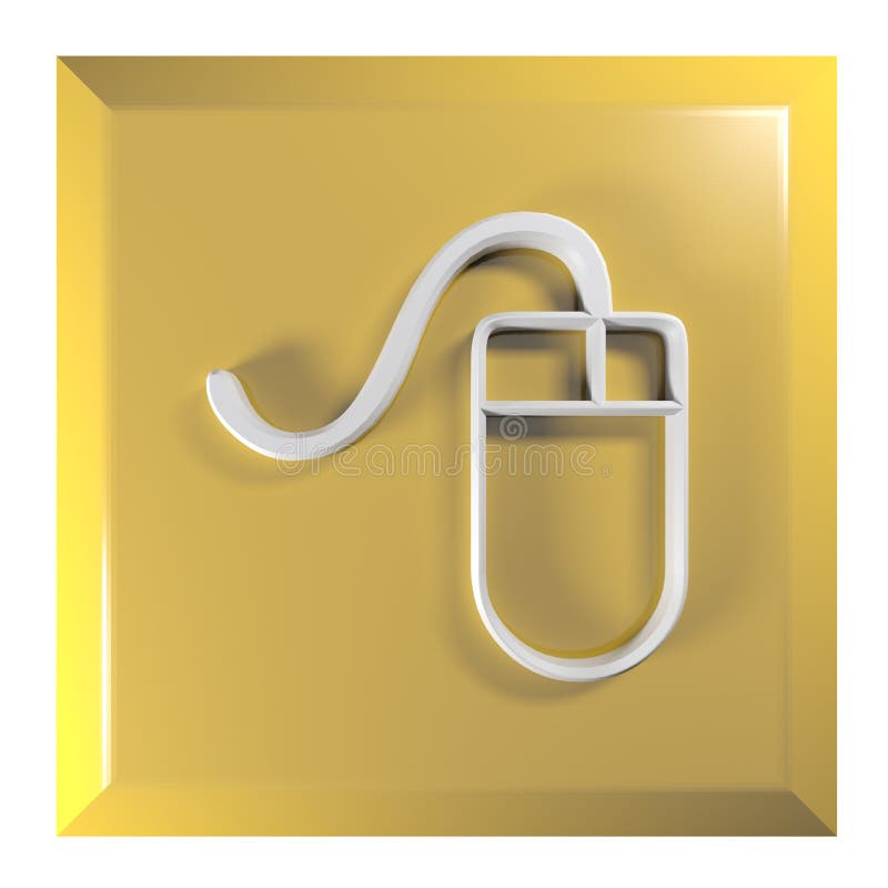 Yellow - Orange Squarel Push Button with Mouse Icon - 3D Rendering ...