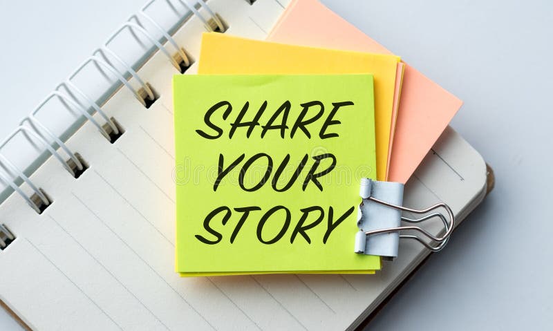 A Yellow and Orange Sticky Note with the Word Share Written on it Stock ...