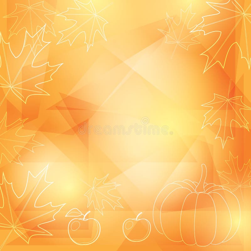 Happy Thanksgiving Day - Orange Vector Background with Leaves Stock ...