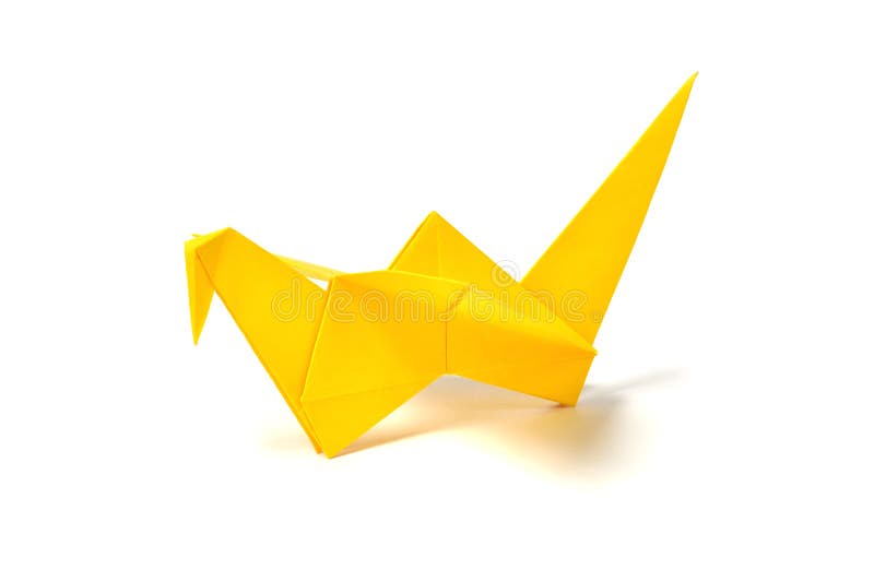 Yellow origami crane stock image. Image of oriental, wing - 13595523