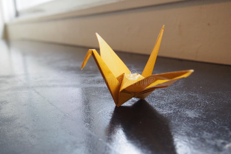Yellow origami crane stock image. Image of handmade, culture - 46661523