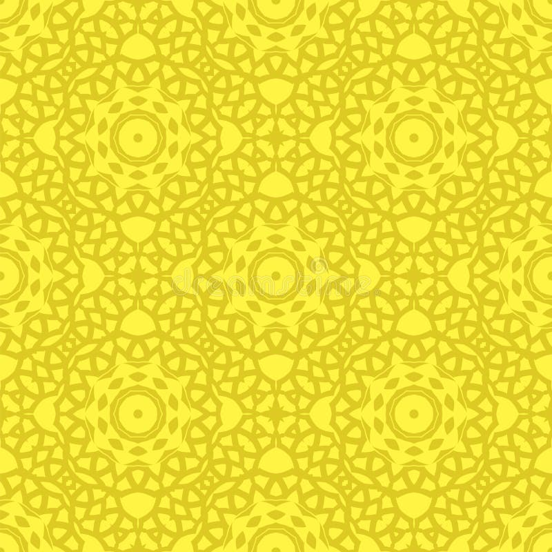Yellow Ornamental Line Pattern Round Texture. Oriental Geometric ...