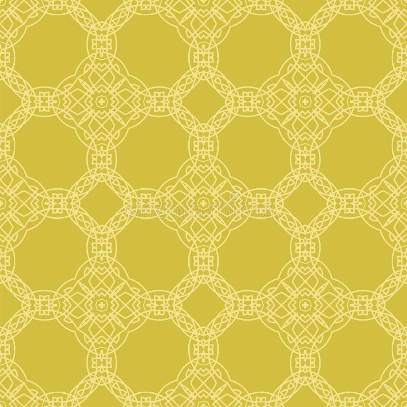 Yellow Ornamental Line Pattern Round Texture. Oriental Geometric ...