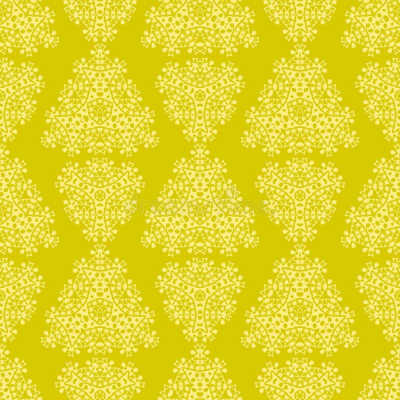 Yellow Ornamental Line Pattern Round Texture. Oriental Geometric ...