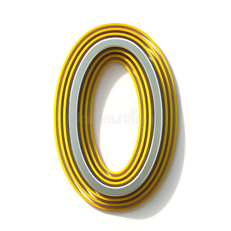 Yellow Outlined Font Number 0 ZERO 3D Stock Illustration - Illustration ...