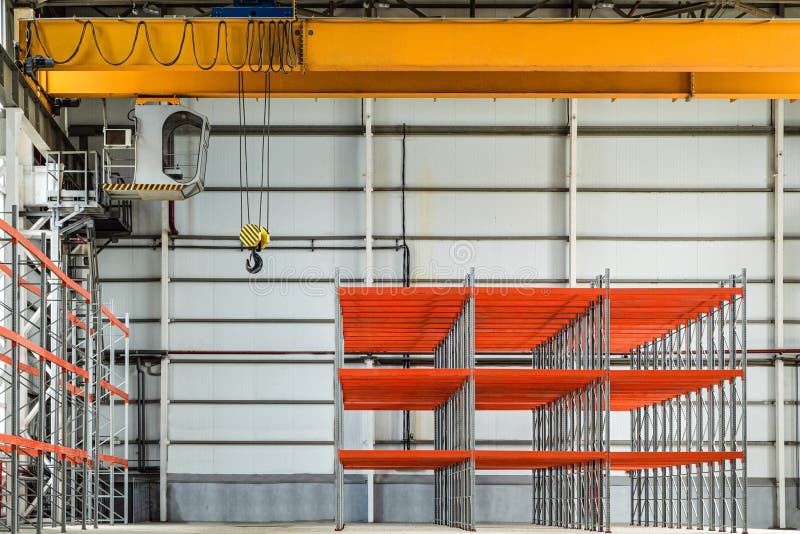 Yellow Overhead Crane in Industrial Warehouse Building Stock Image ...