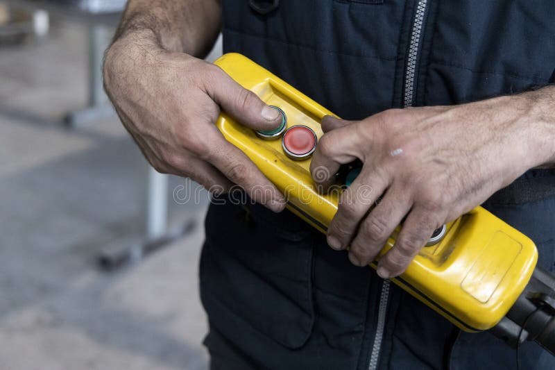 Yellow Overhead Crane Remote Control Stock Image - Image of weapon ...