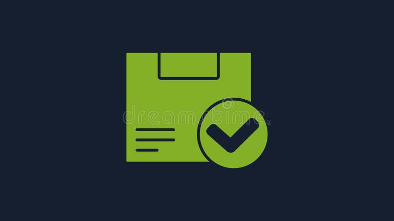 Yellow Package Box with Check Mark Icon Isolated on Grey Background ...