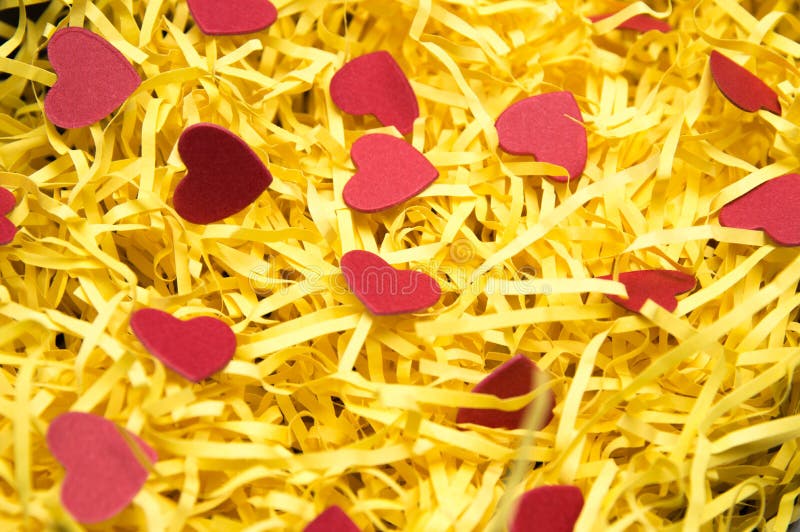 Yellow Packaging Material and Red Heart Model Stock Photo - Image of ...