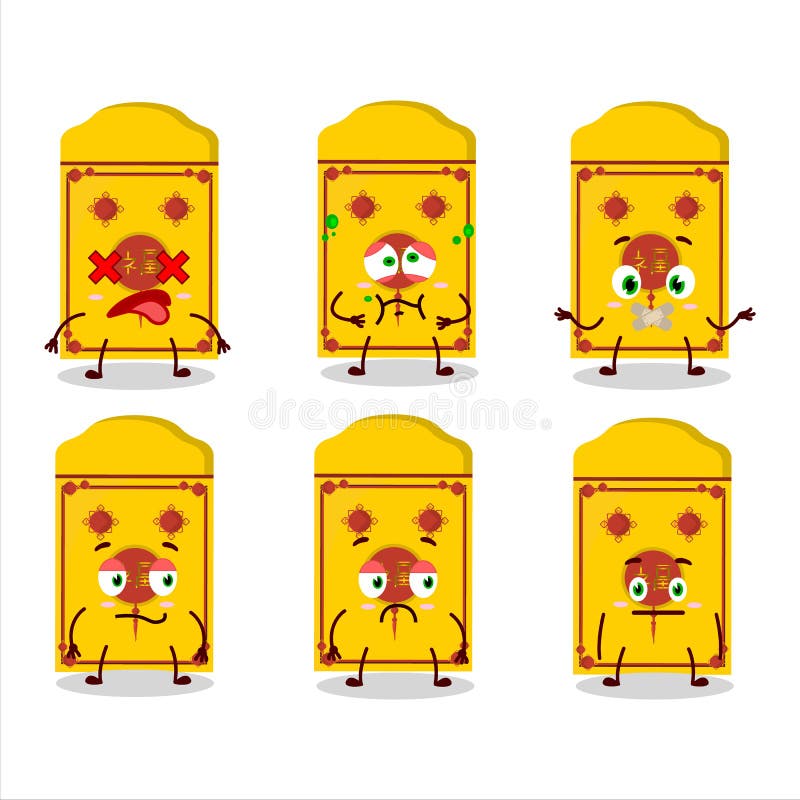 Yellow Packets Chinese Cartoon Character Bring the Flags of Various ...