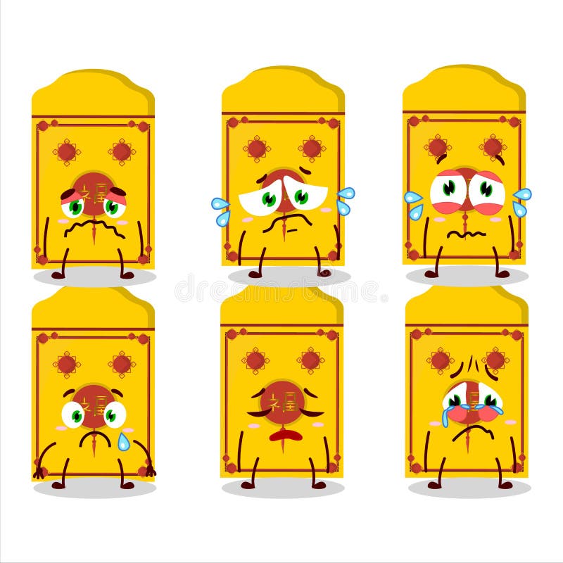 Yellow Packets Chinese Cartoon Character with Sad Expression Stock ...