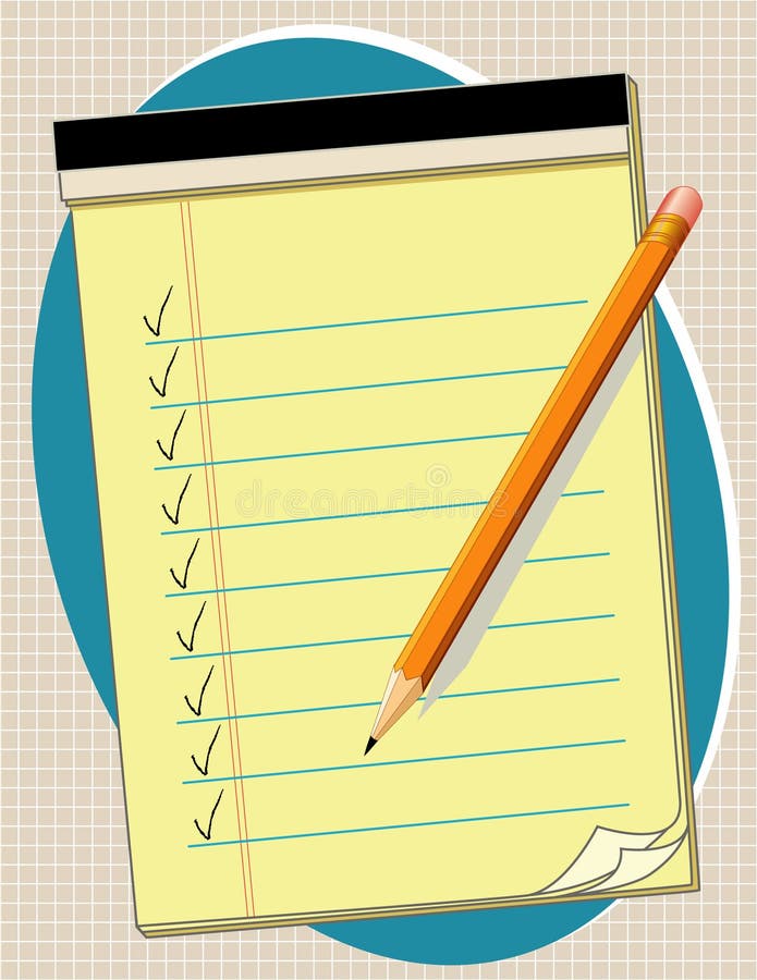 Yellow Pad Checklist, Pencil Stock Vector - Illustration of legal ...