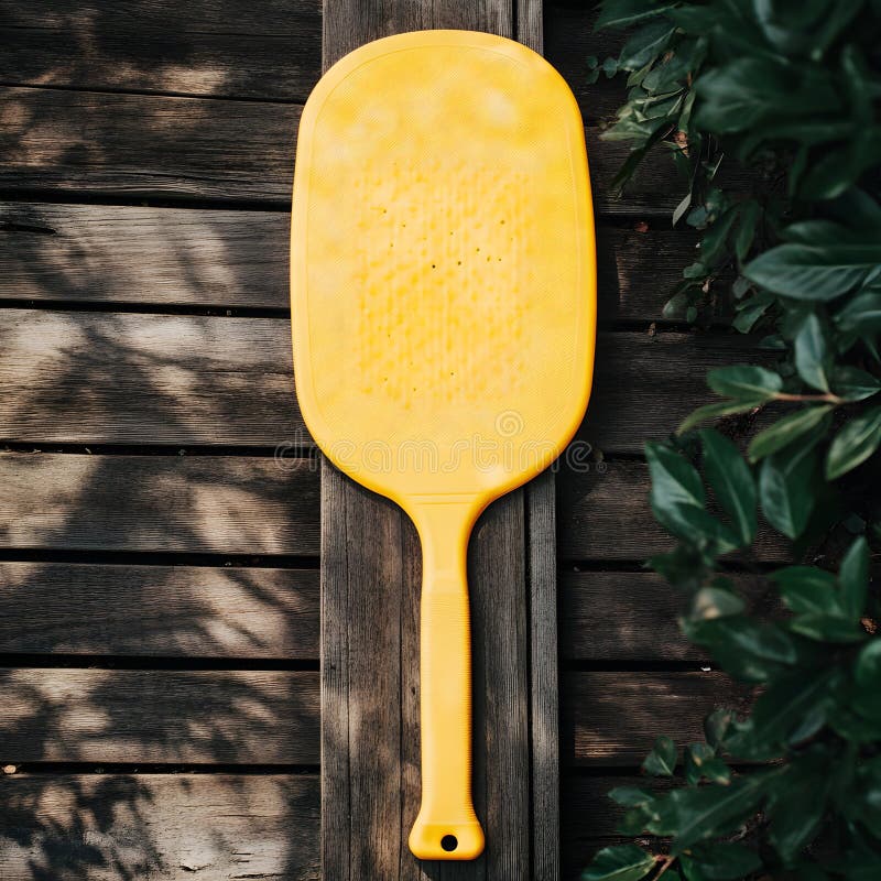 Yellow Paddle on Wooden Surface Illustration Stock Illustration ...