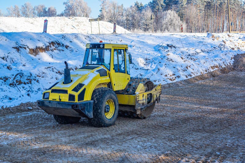 Yellow Padfoot Roller Compactor Stock Image - Image of construction ...