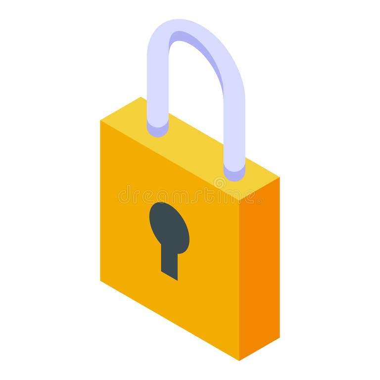Yellow Padlock Isometric Icon Protecting Private Data Stock Vector ...