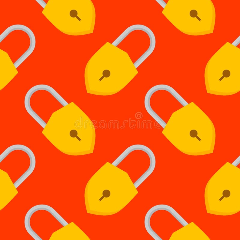 Yellow Padlocks. Seamless Pattern with Colorful Locks on a Color ...