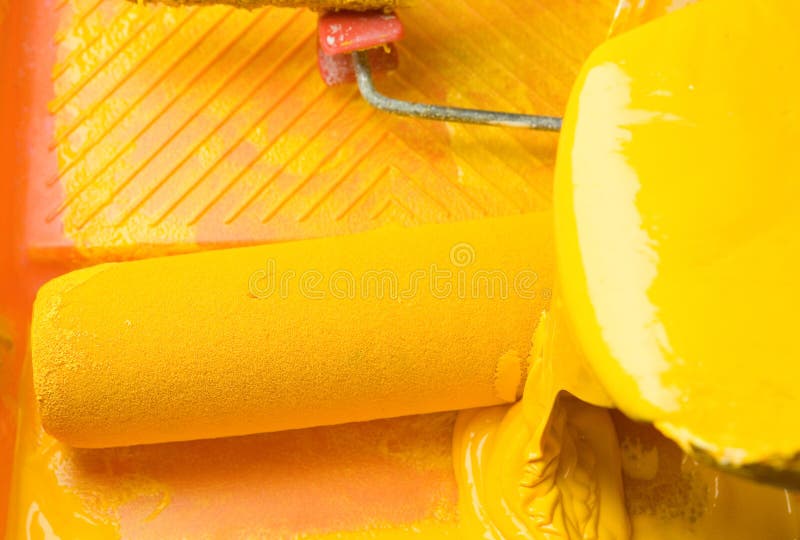 Yellow paint stock image. Image of tools, paintbrush, home - 8479191