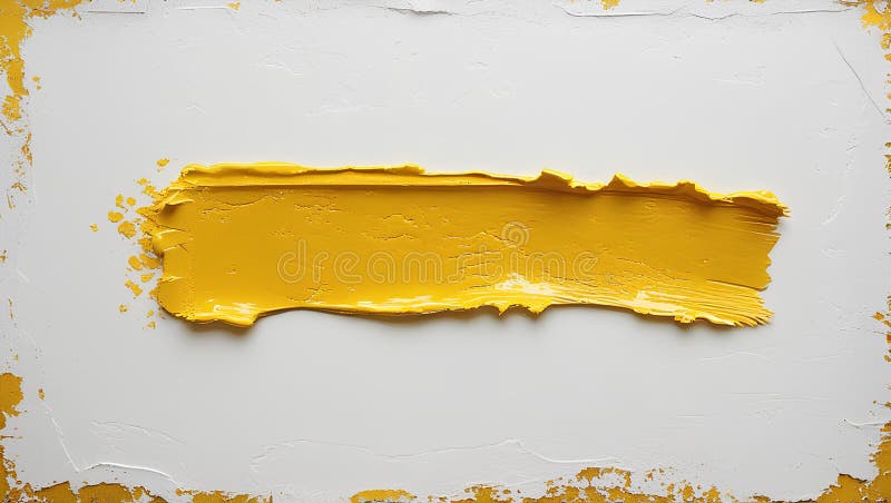 Yellow Paint Brush Stroke 3D on White Background with Rough Edge ...