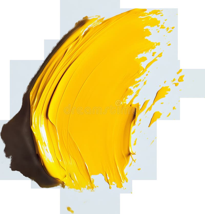 Yellow Paint Brush Stroke on Transparent Background, Abstract Art ...