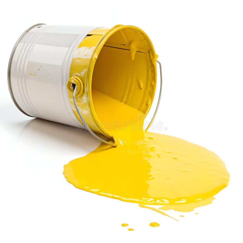 Yellow Paint Bucket Overflowing, Creative Art Concept Isolated Stock ...