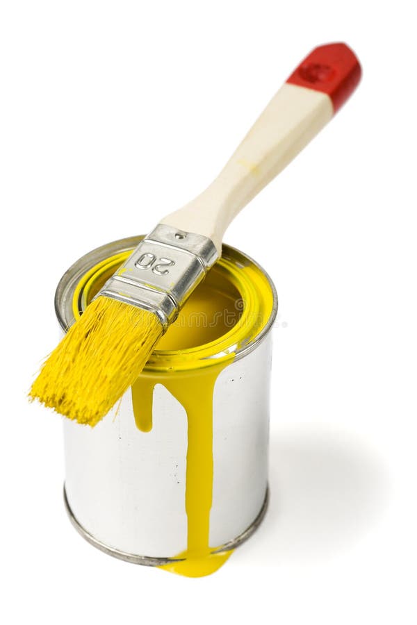 Can of yellow paint stock photo. Image of shadow, paintings - 15867370