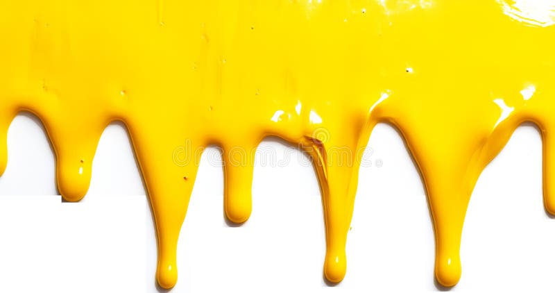Yellow Paint Dripping Down on Transparent Background, Vibrant Art ...