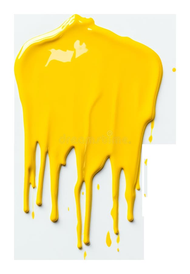 Yellow Paint Dripping on Transparent Background, Art and Creativity ...