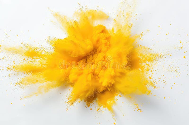 Yellow Paint Explosion Abstract Background. Coloured Cloud on White ...