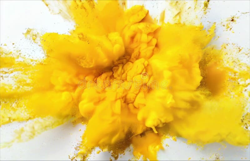 Yellow Paint Explosion Splash Abstract Background. Dust Explode on ...